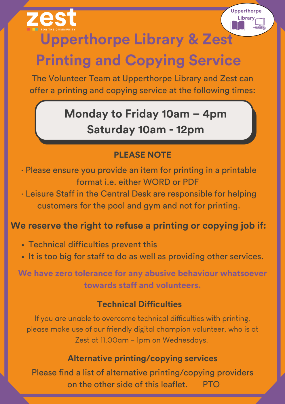 Library Printing Services - Zest